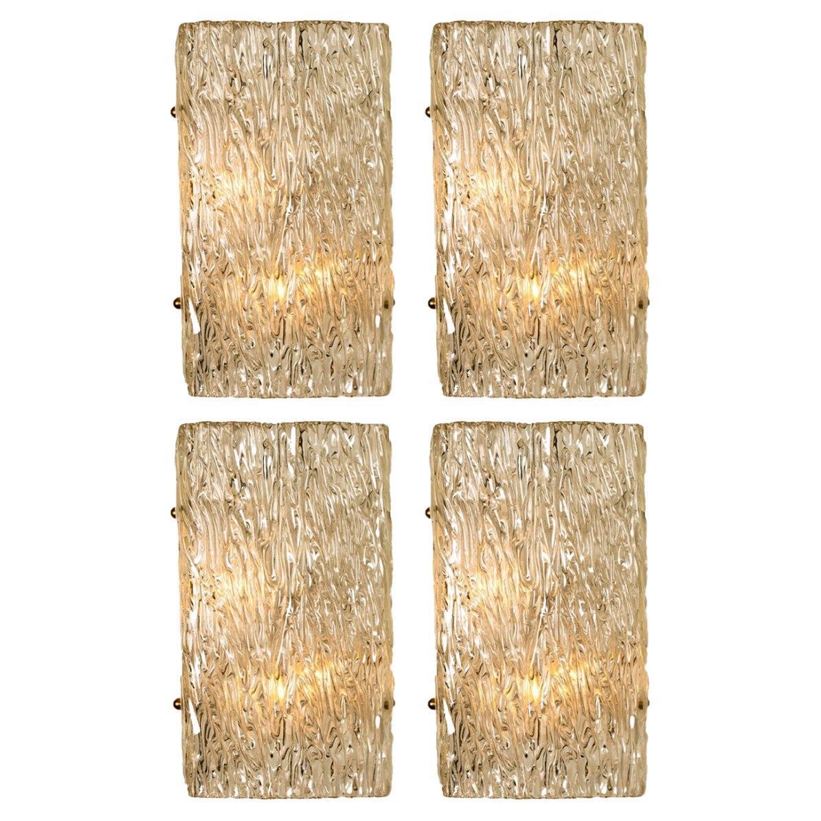 Austrian Rectangular Wall Light in Wave Glass by J.T. Kalmar, 1960s for ...