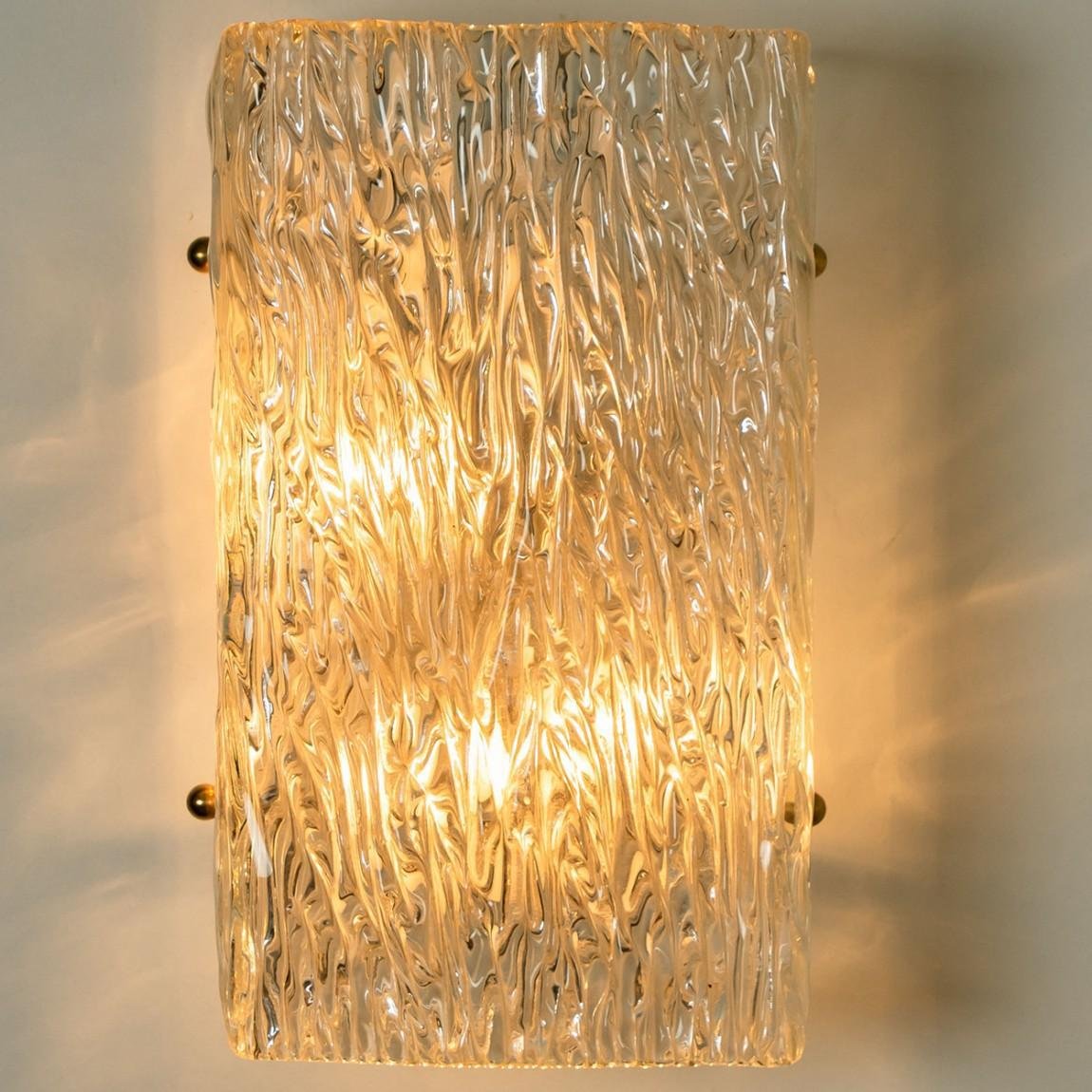 Austrian Rectangular Wall Light in Wave Glass by J.T. Kalmar, 1960s for ...