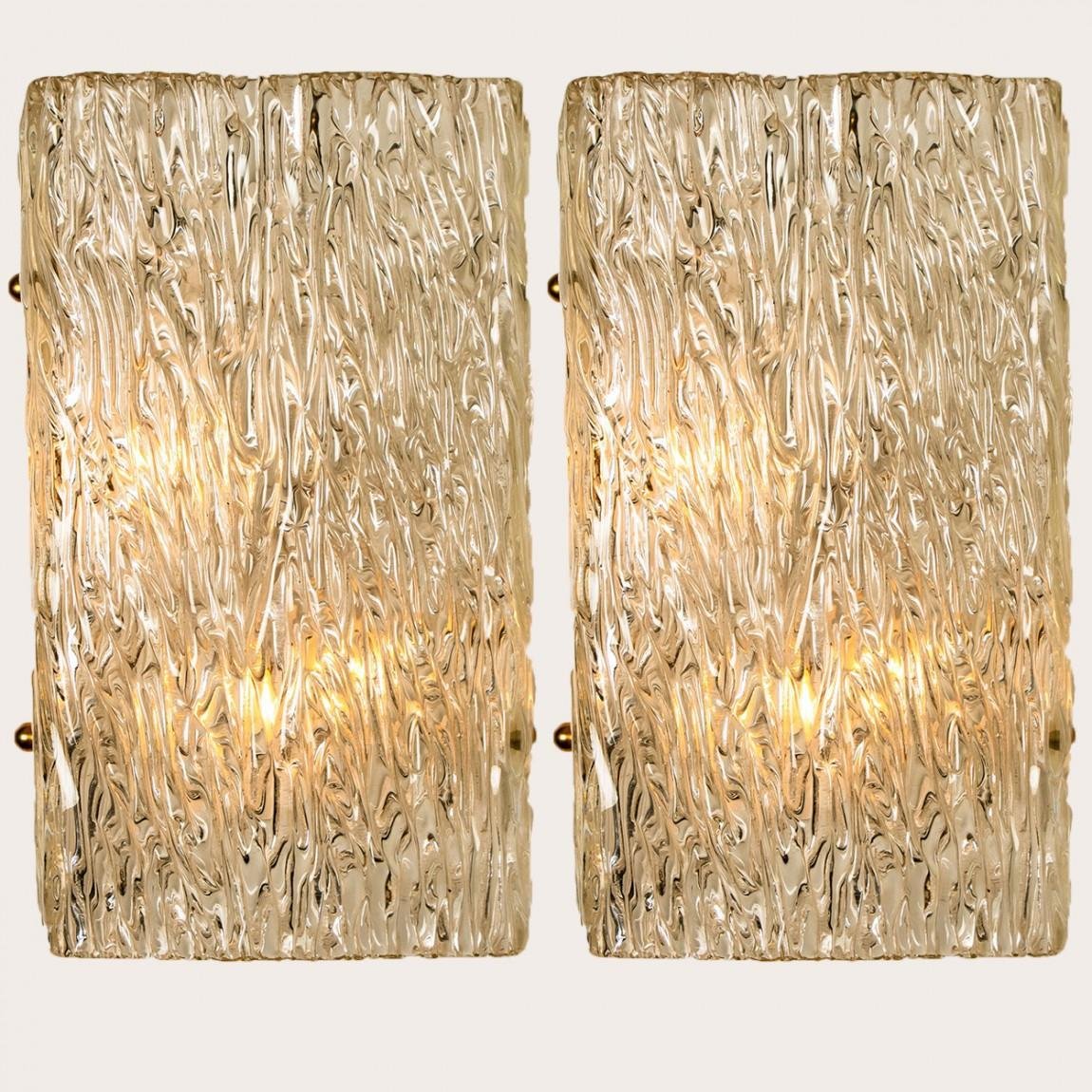 Austrian Rectangular Wall Light in Wave Glass by J.T. Kalmar, 1960s for ...