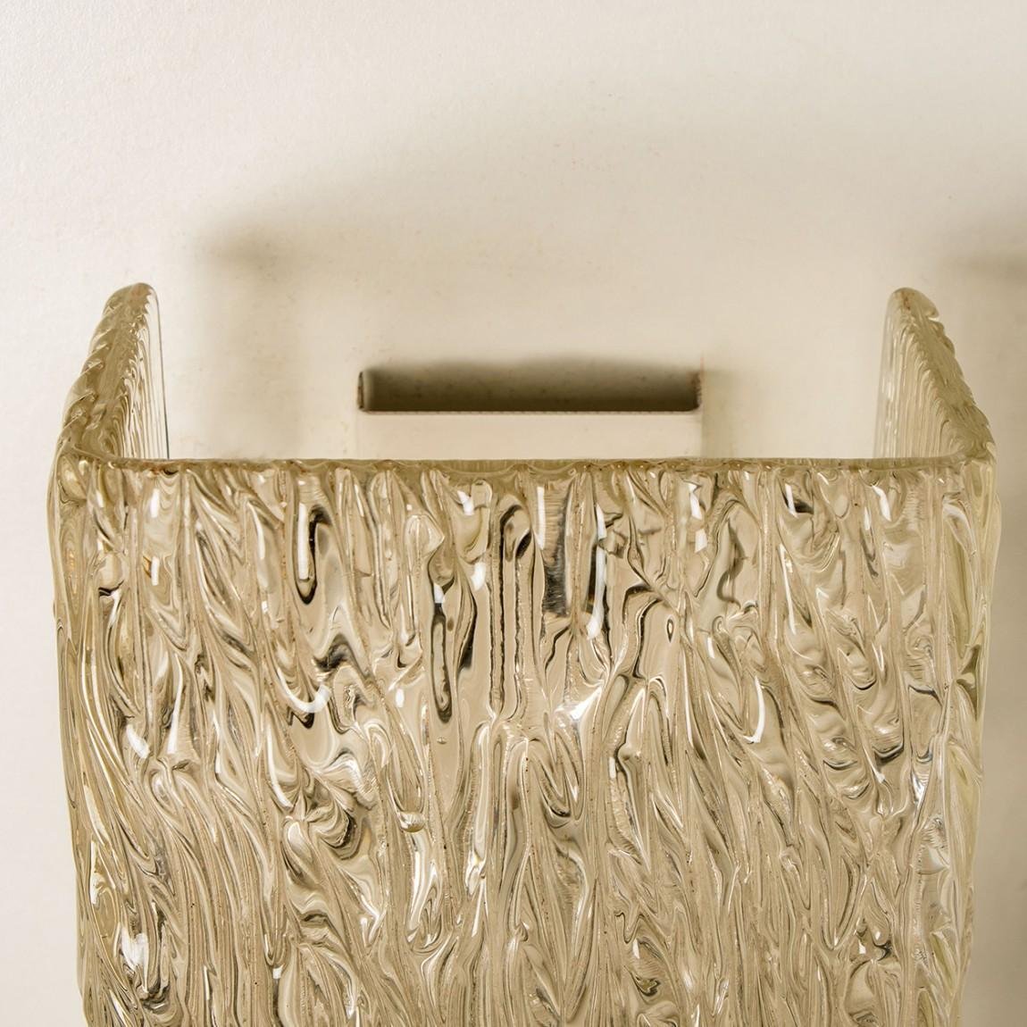 Austrian Rectangular Wall Light in Wave Glass by J.T. Kalmar, 1960s for ...
