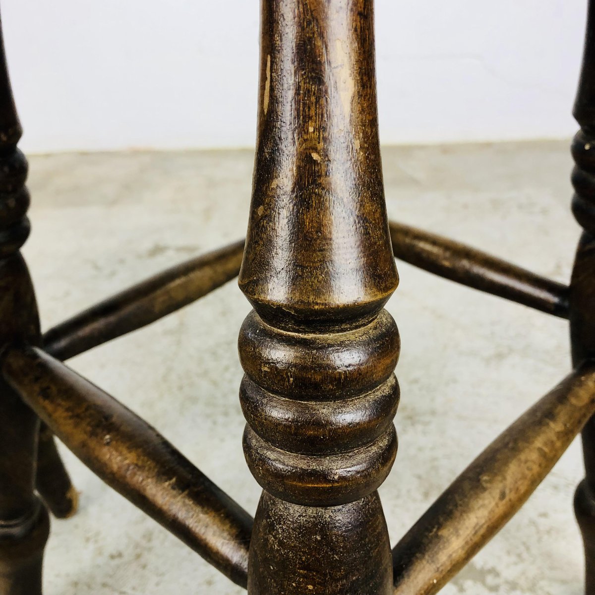 Wooden Stool with Twisted Legs for sale at Pamono