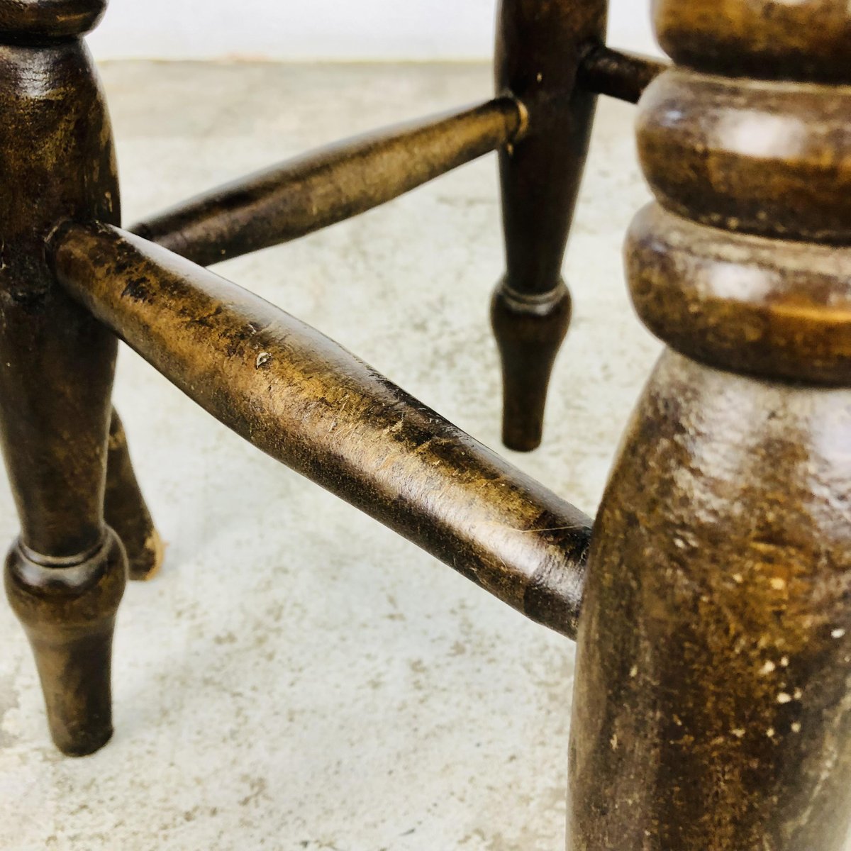 Wooden Stool with Twisted Legs for sale at Pamono