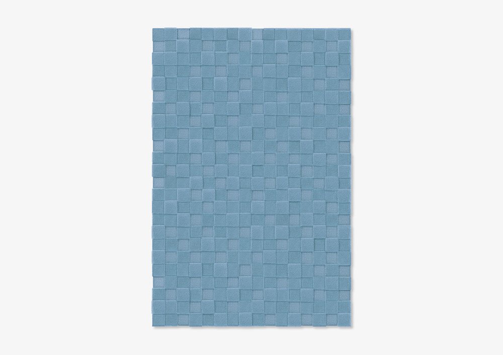 Light Blue Square Textured Rug from Marqqa for sale at Pamono