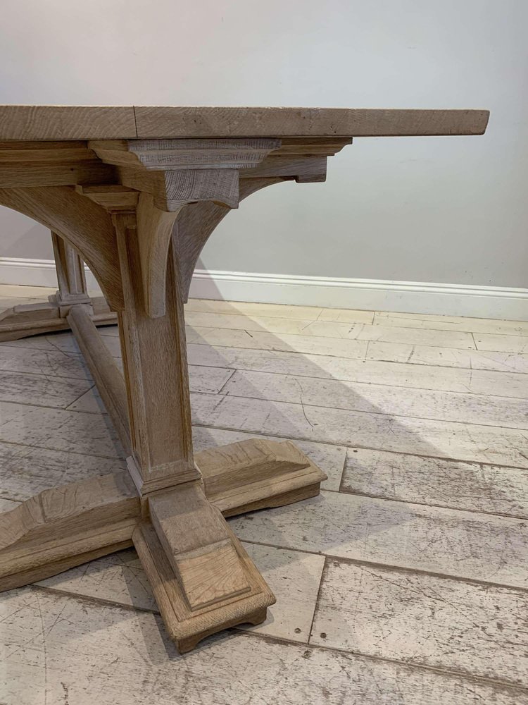 Oak Refectory Table with Decorative Gothic Base, 1920s for sale at Pamono