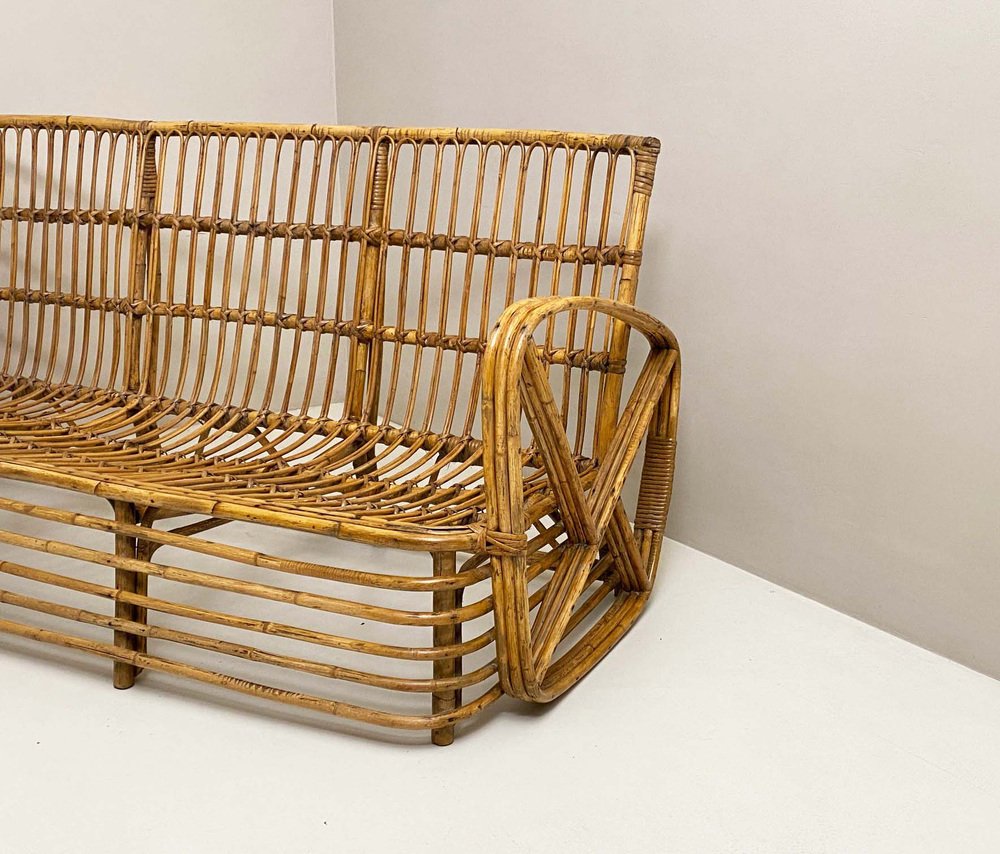 Canapé Mid-Century en Roseau et Osier par Emilio Paoli, 1960s en vente ...