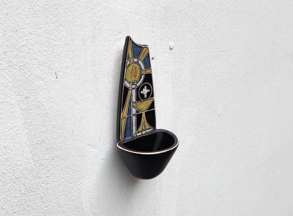 Mid-Century Ceramic Sakral Holy Water Wall Stoup Aspersory ,1960s for ...