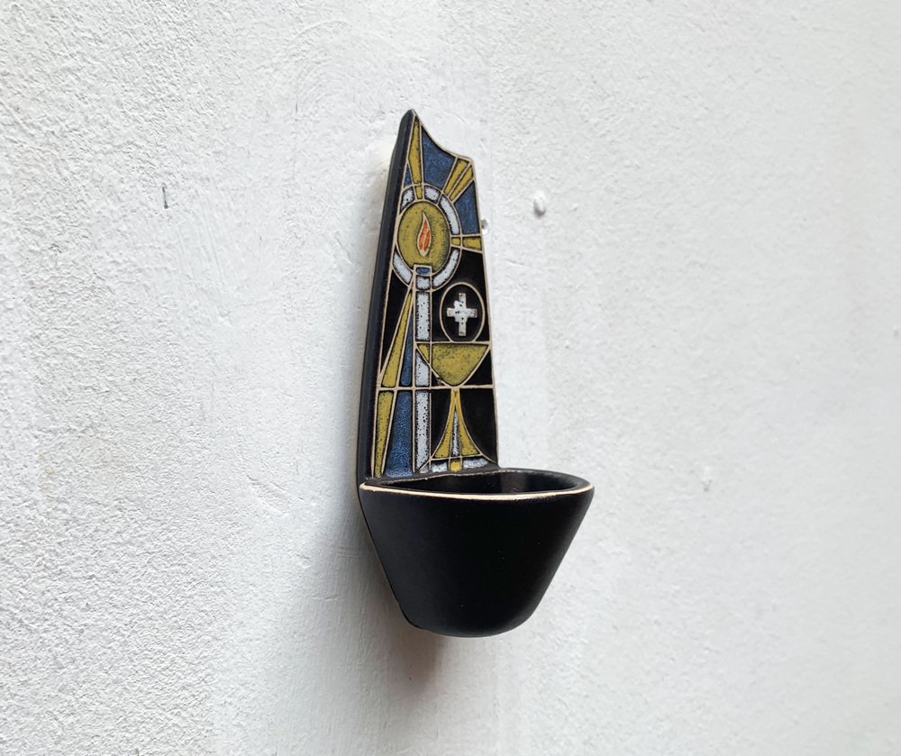 Mid-Century Ceramic Sakral Holy Water Wall Stoup Aspersory ,1960s for ...