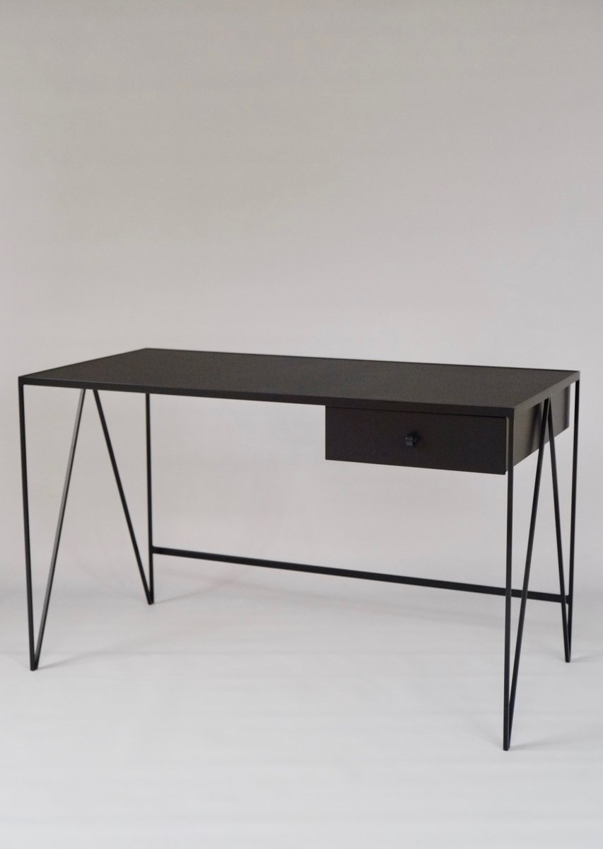 Large Black Desk with Natural Linoleum Drawer from &New for sale at Pamono