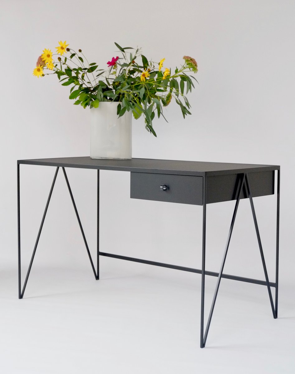 Large Black Desk with Natural Linoleum Drawer from &New for sale at Pamono