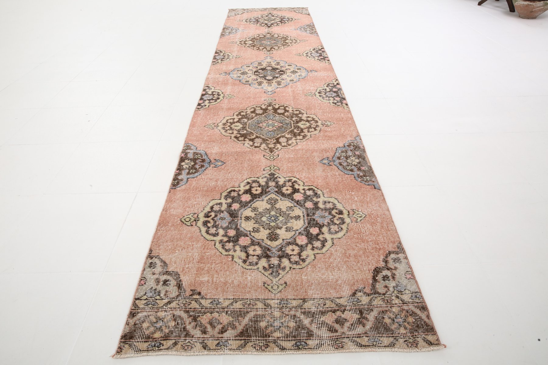 Long Vintage Rustic Runner Rug for sale at Pamono