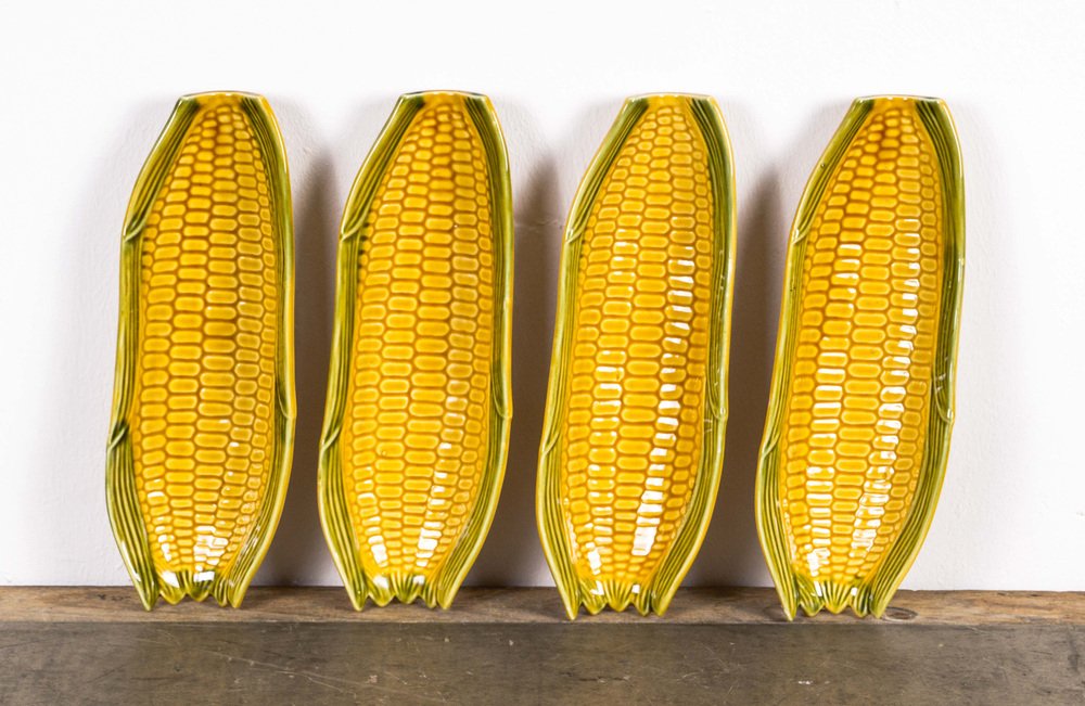 Ceramic Corn Plates, 1950s, Set of 4 for sale at Pamono