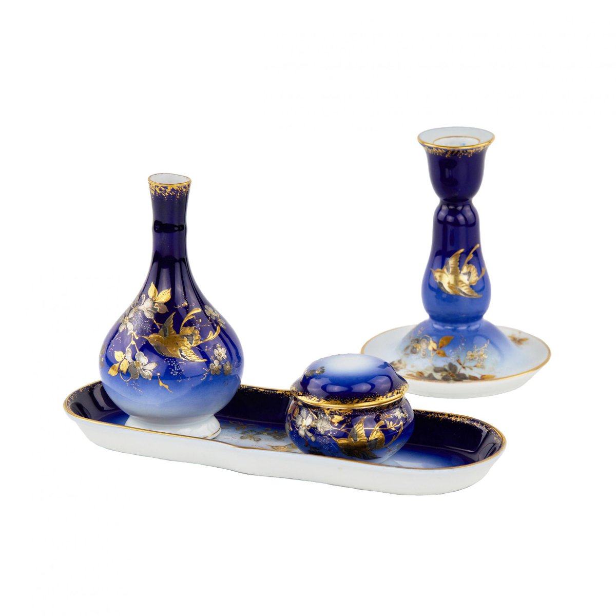 Vintage Blue Porcelain from Gardner Porcelain Factory, Set of 4 for ...