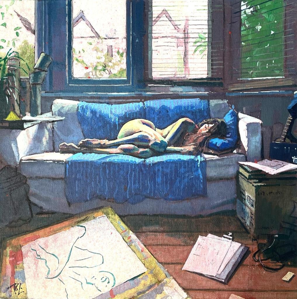 Toby Mulligan, The Couch, 2020, Acryl auf Karton bei Pamono kaufen