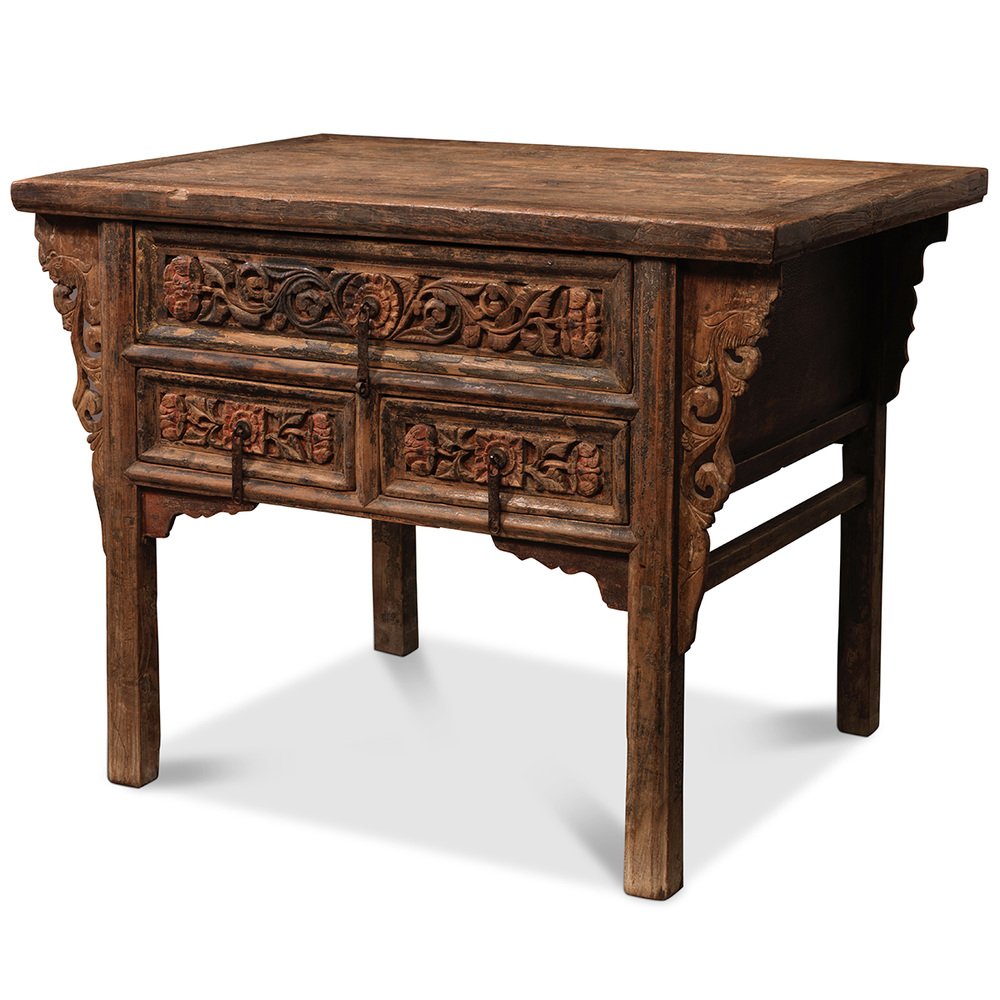 Carved Elm Temple Table, Shanxi for sale at Pamono