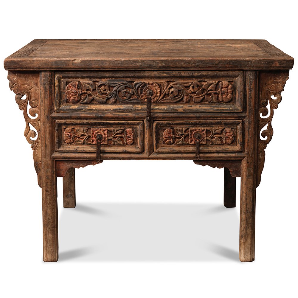 Carved Elm Temple Table, Shanxi for sale at Pamono