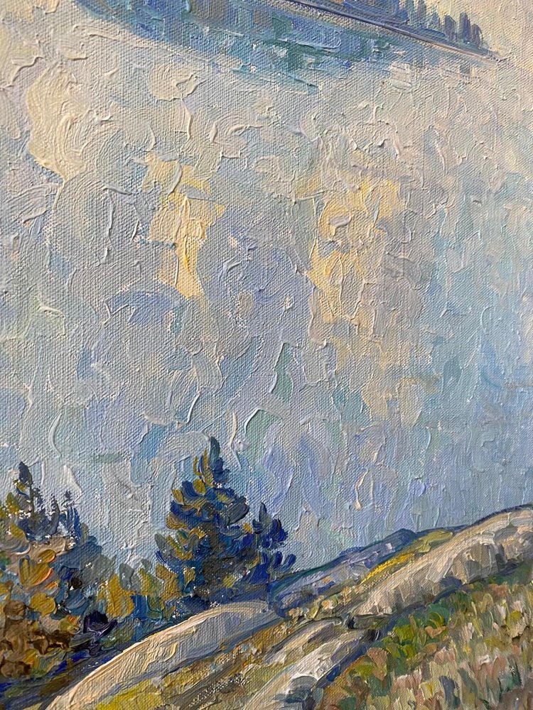 Lake View Painting, Oil on Canvas, Framed for sale at Pamono