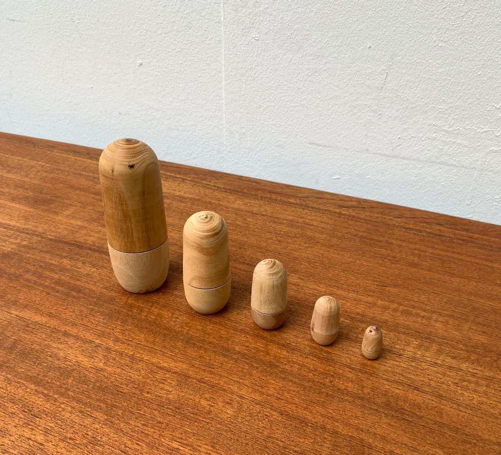 Vintage Wooden Stackable Dolls, 1970s, Set of 5 for sale at Pamono