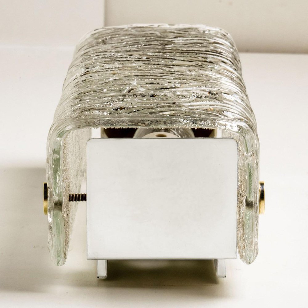 Rectangular Wave Glass and Brass Wall Lights by J.T. Kalmar, Austria ...