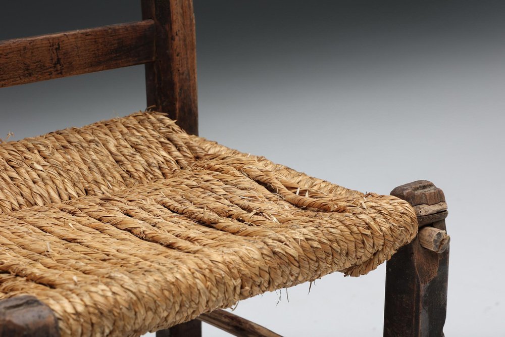 Rustic French Rattan Chair, 1940s for sale at Pamono