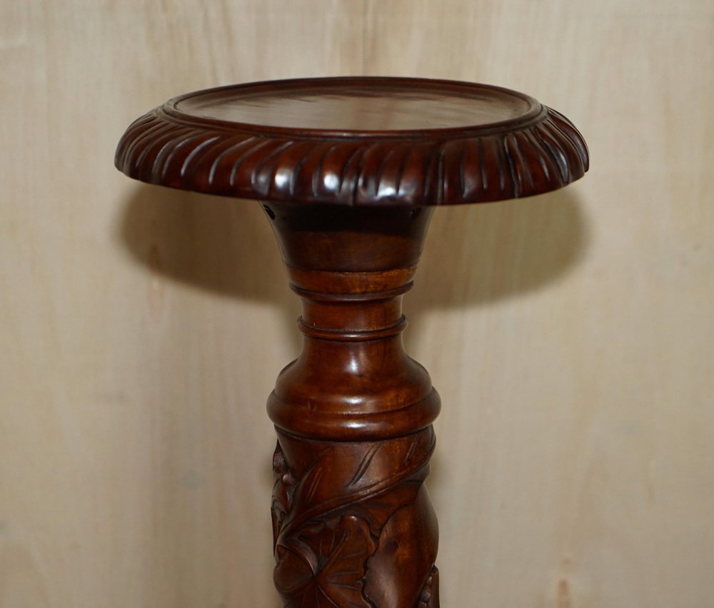 Hand Carved Fruitwood Vine Display Stands with Claw and Ball Feet, Set ...