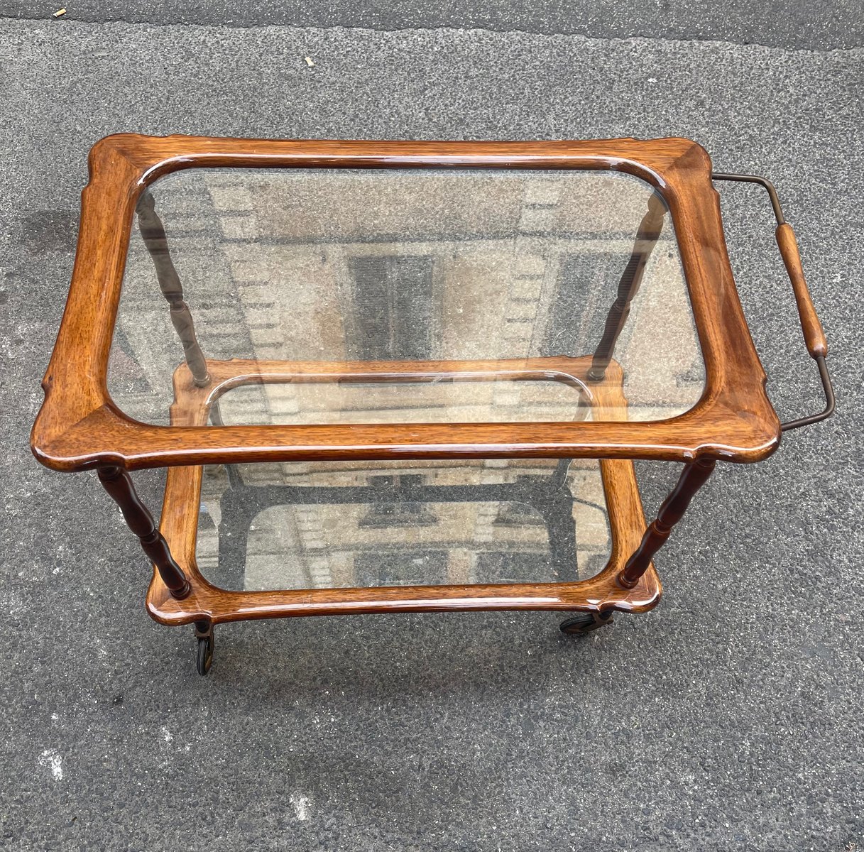 Vintage Serving Trolley in Walnut, 1960s for sale at Pamono