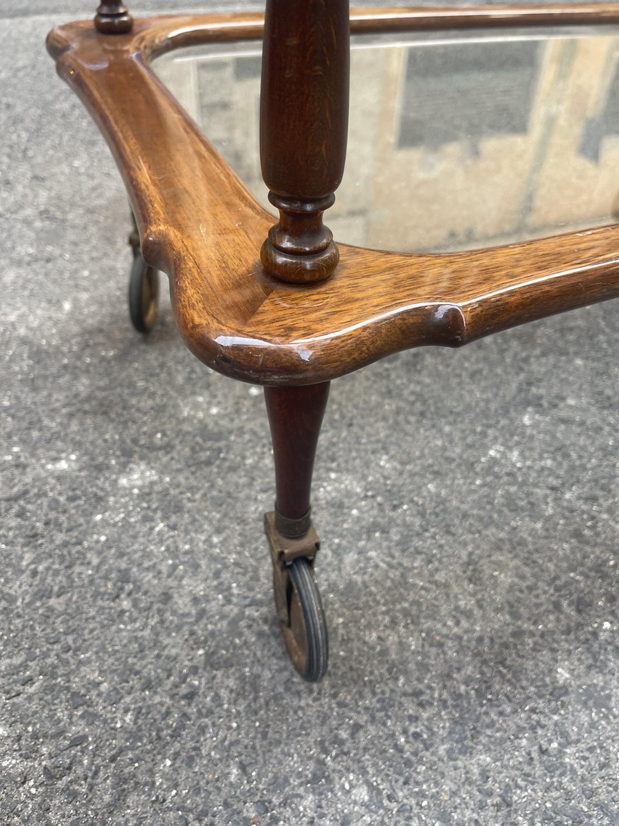 Vintage Serving Trolley in Walnut, 1960s for sale at Pamono