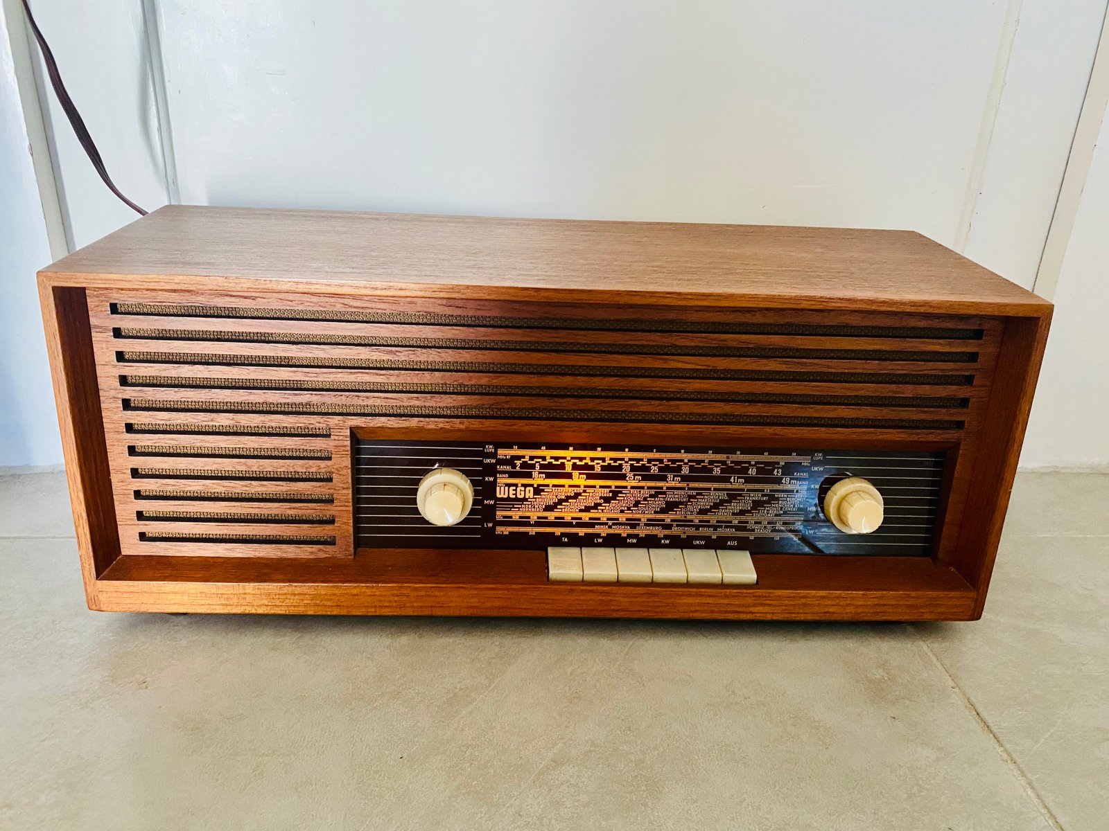 Teak Type 119 Tube Radio from Wega, 1960s for sale at Pamono
