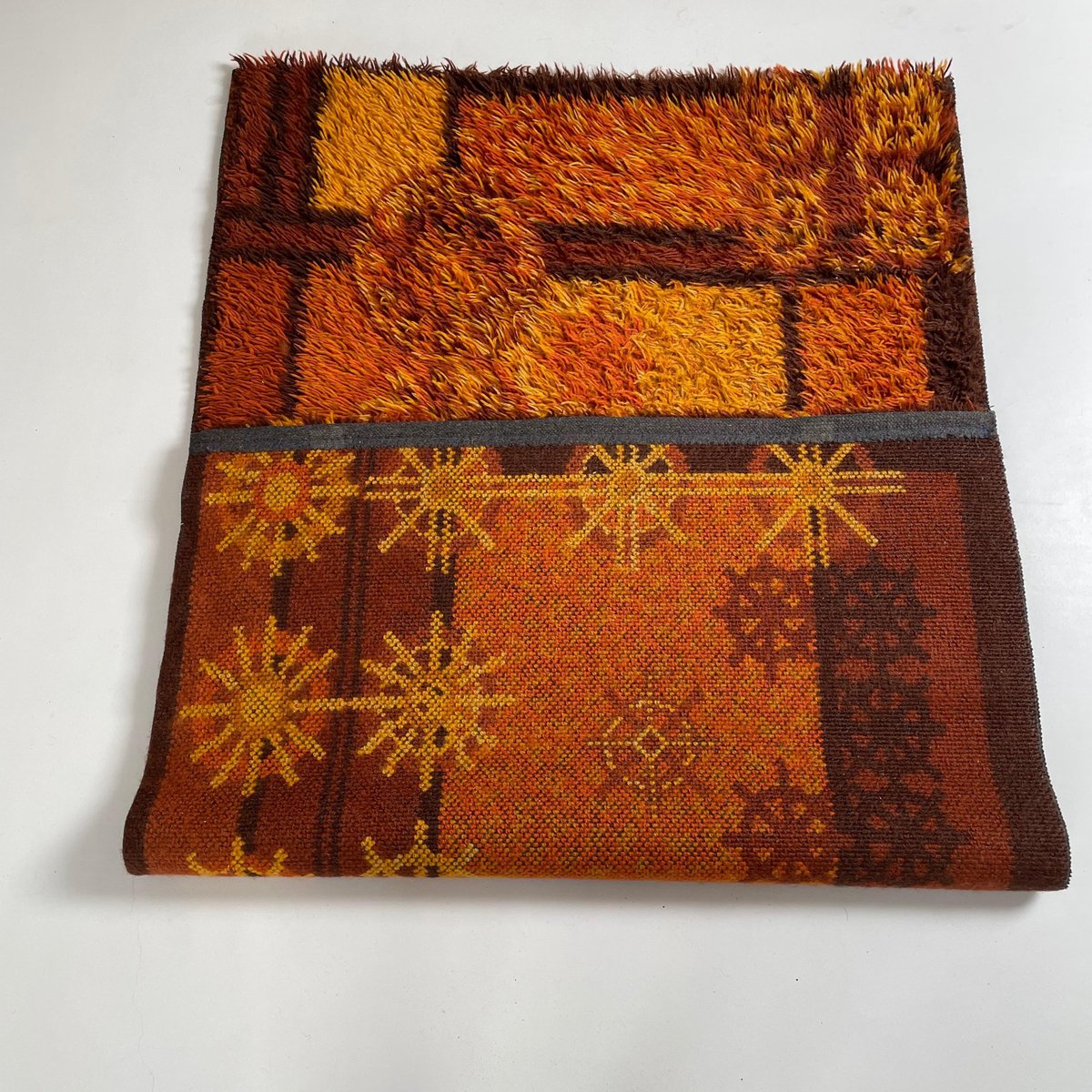 Original Scandinavian Square Pattern Rya Rug by Ege Taepper, Denmark ...