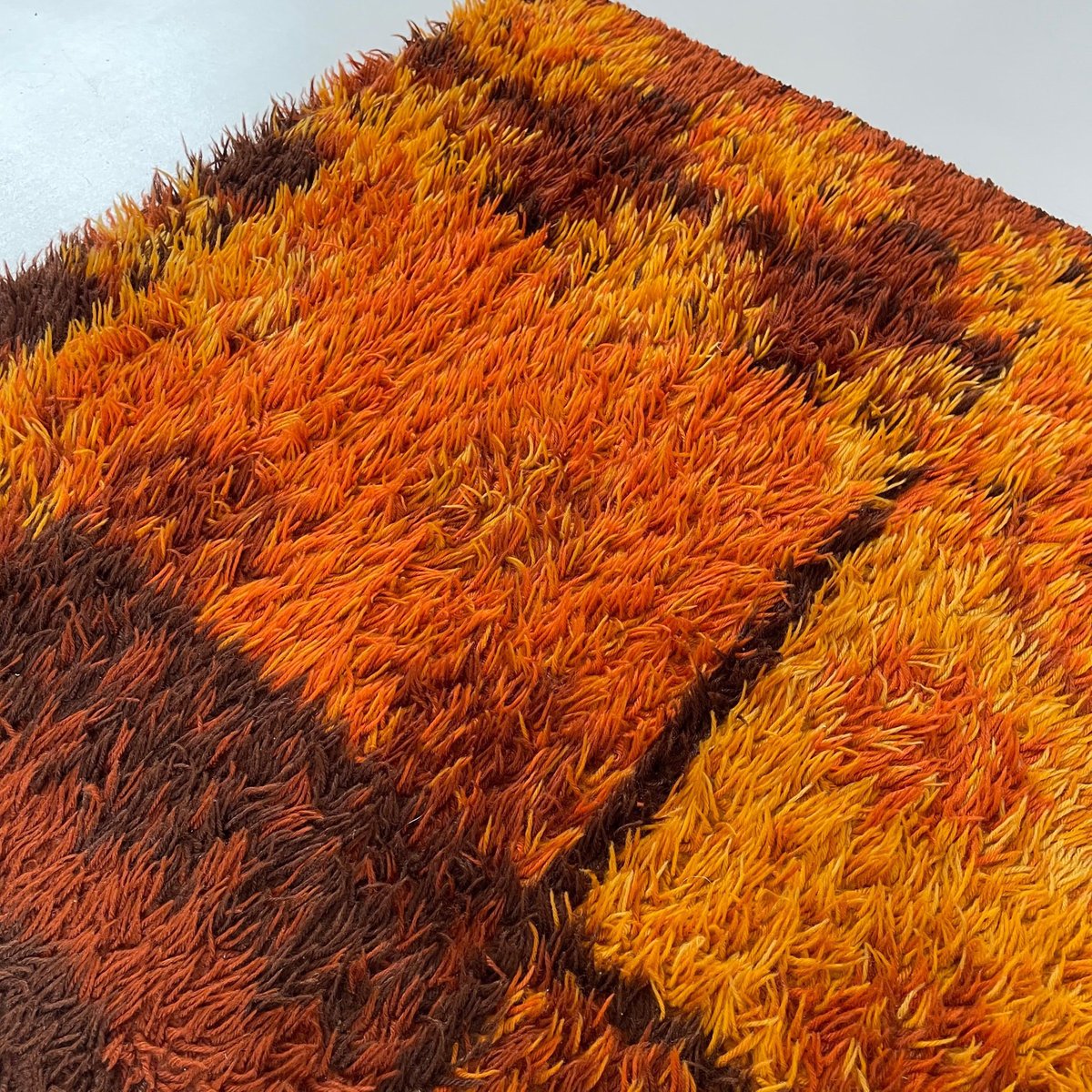 Original Scandinavian Square Pattern Rya Rug by Ege Taepper, Denmark ...