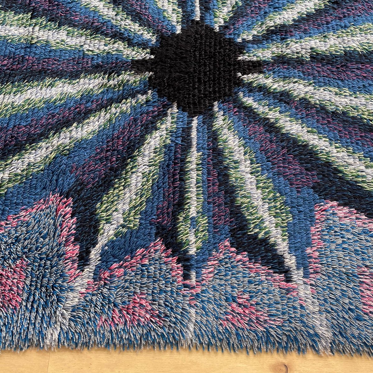 Scandinavian High Pile Rya Rug Carpet, Sweden, 1960s for sale at Pamono