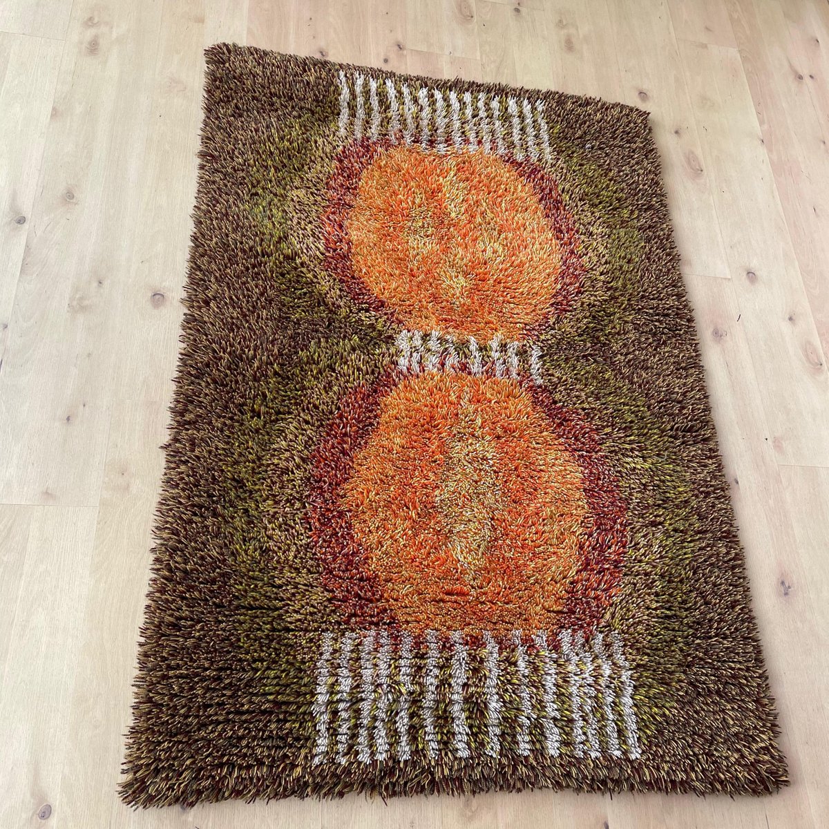 Scandinavian High Pile Abstract Rya Rug Carpet, Finland, 1960s for sale ...