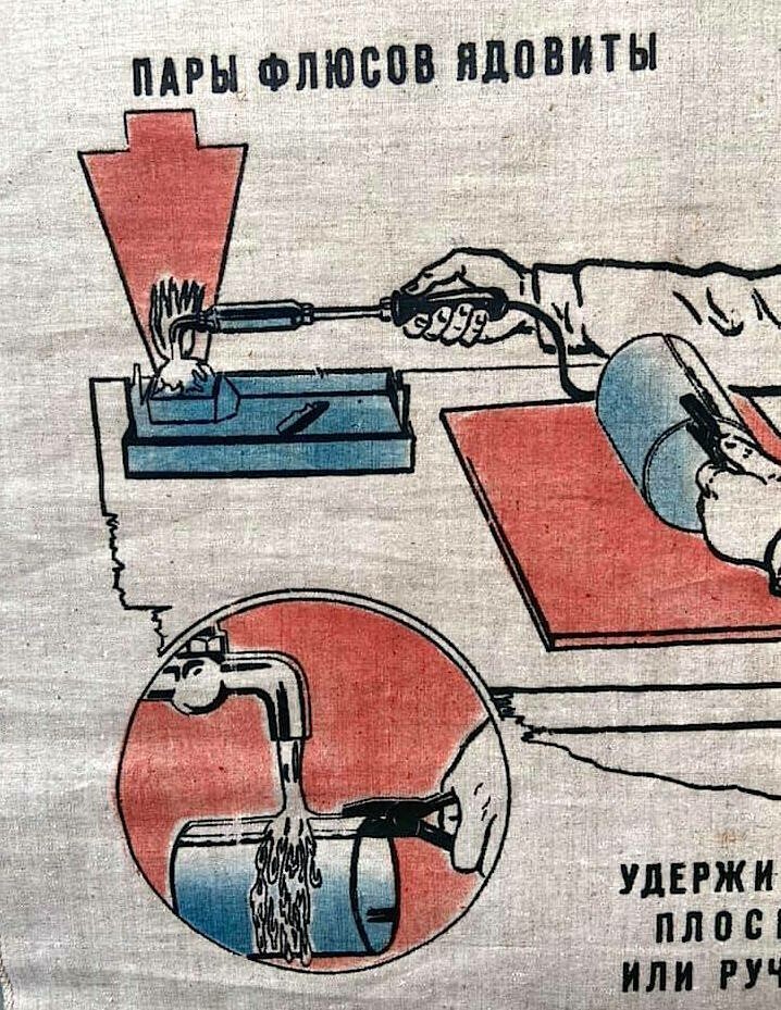 Russian Safety Instructions on Linen Sign for sale at Pamono