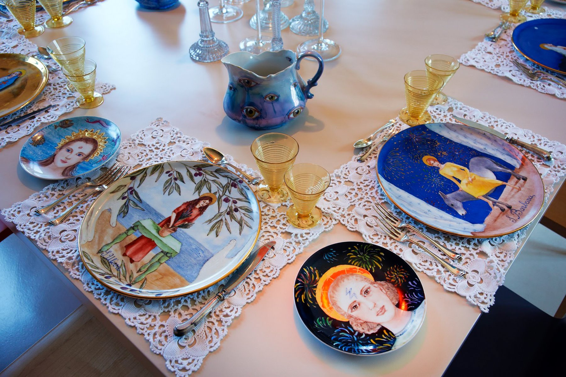 Hand-Painted Porcelain St. Cecilia Plate by Lithian Ricci for sale at ...