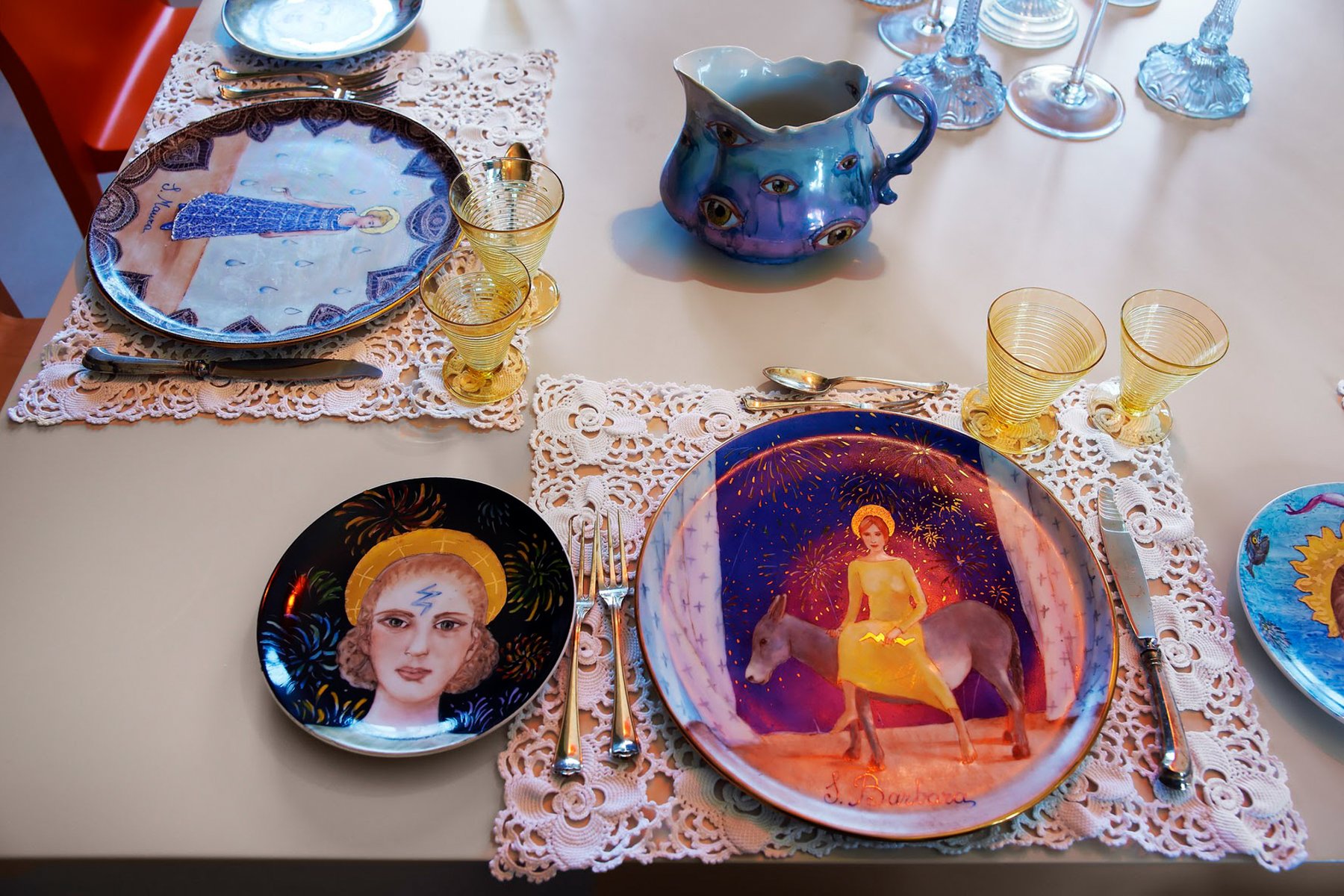 Hand-Painted Porcelain St. Cecilia Plate by Lithian Ricci for sale at ...