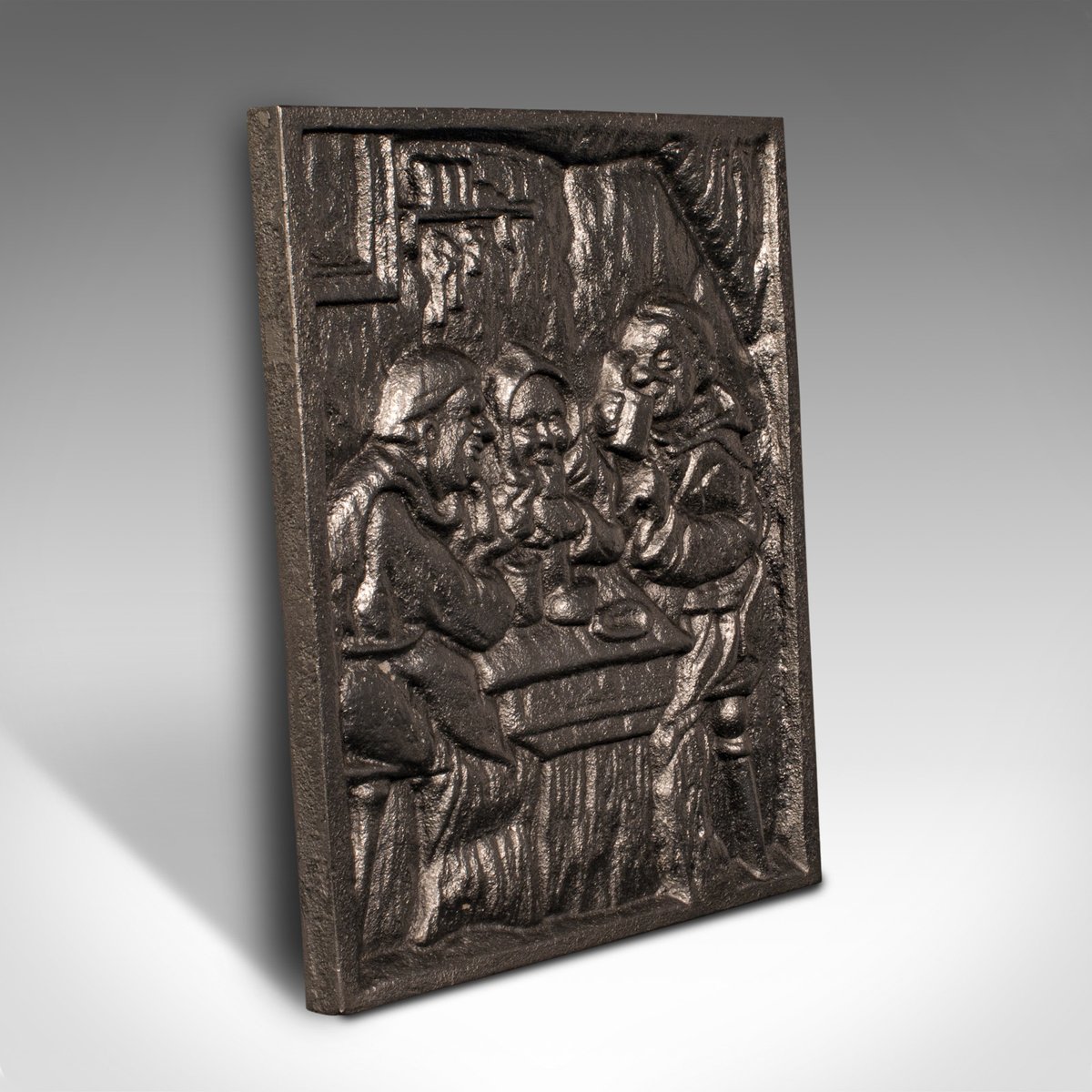 Antique Decorative Cast Iron Fire Back Panel, 1900s for sale at Pamono