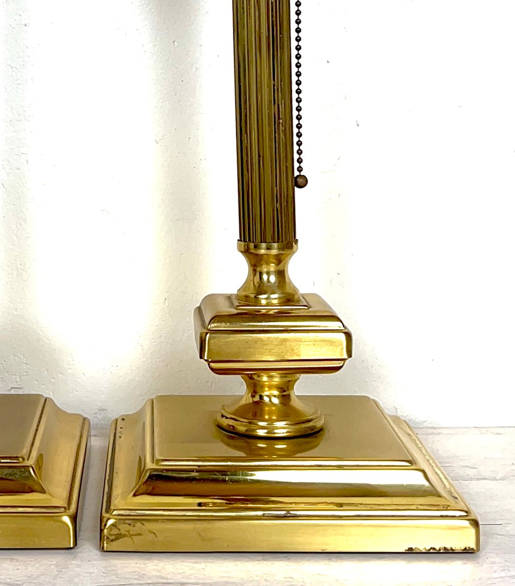 Neoclassical Brass Table Lamps with Pull Cord, Set of 2 for sale at Pamono