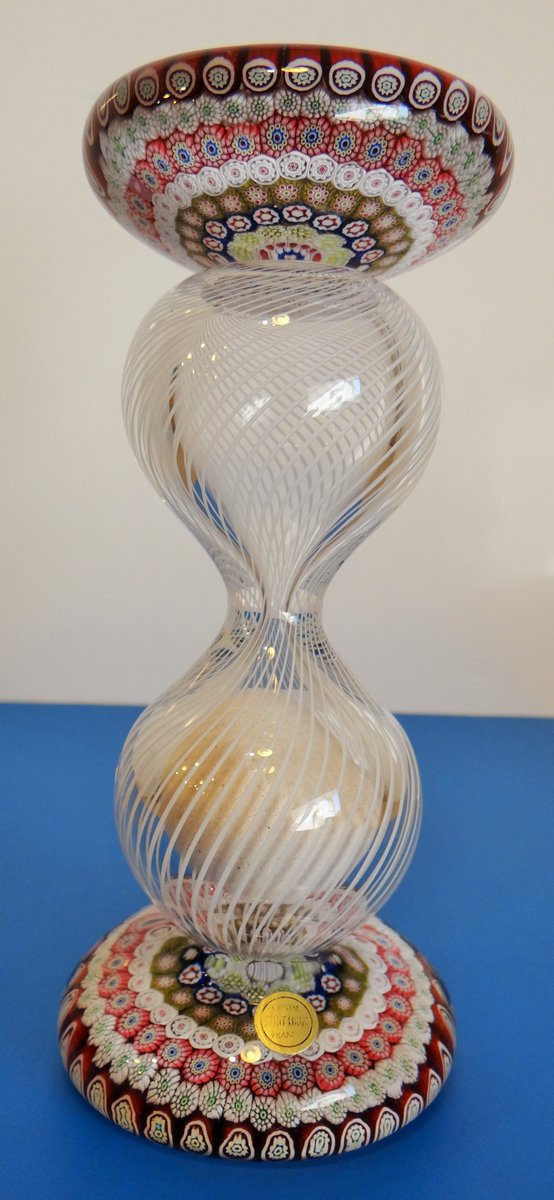 Crystal Sulfide Hourglass with Millefiori Decoration from Saint Louis ...