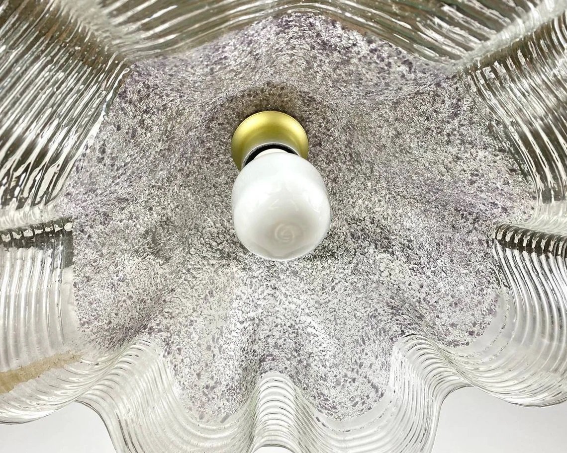 Textured Glass Ceiling Lamp for sale at Pamono