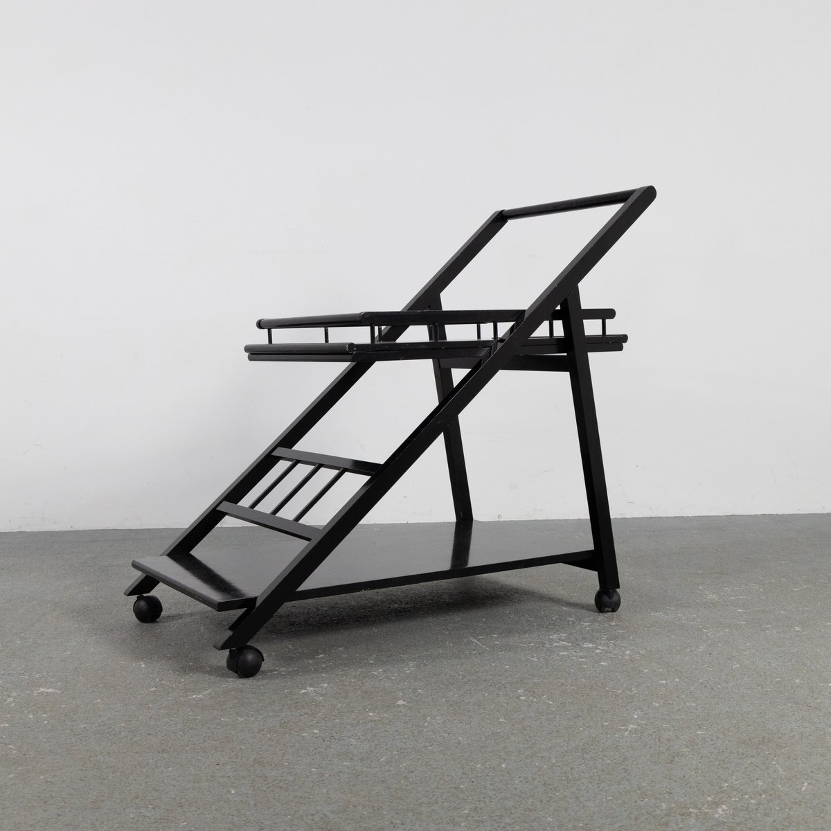 Black Laquered Ash Bar Trolley with Removable Tray, 1970s for sale at ...