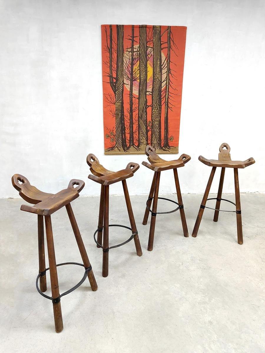 Vintage Brutalist Spanish Bar Stools for sale at Pamono