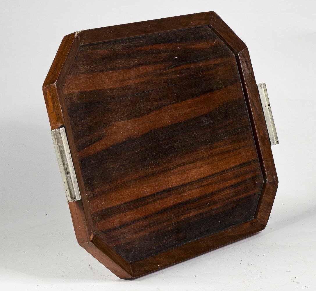 Mahogany Tray with Silver Handles, Italy, 1930s for sale at Pamono