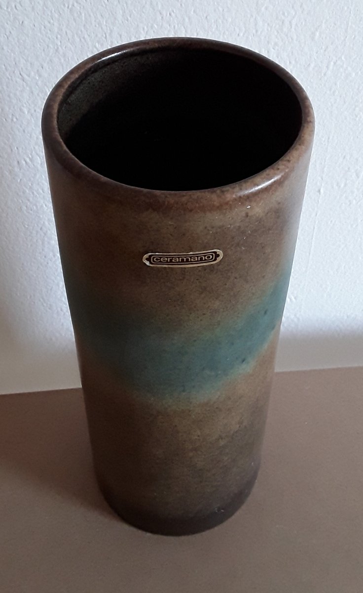 Vintage Green and Brown Ceramic Rod Vase from Ceramano, 1970s for sale ...