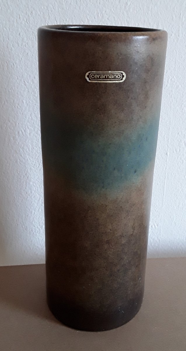Vintage Green and Brown Ceramic Rod Vase from Ceramano, 1970s for sale ...