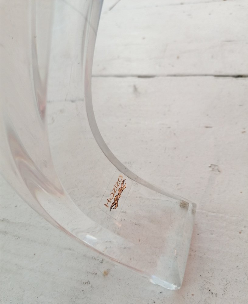 Large Vintage Postmodern Bench with Curved Acrylic Glass Legs by Shlomi ...