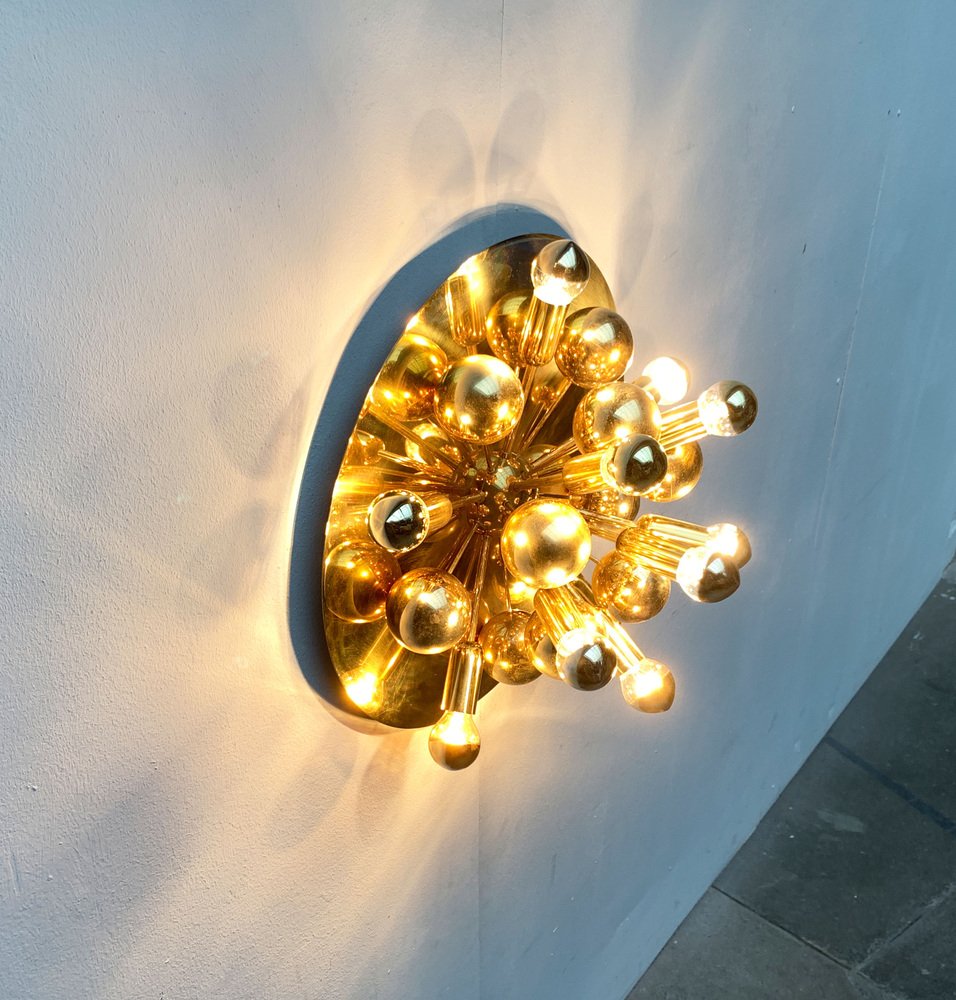 Mid-Century German Brass Atomic Ceiling or Wall Lamp by Dorothee Becker ...