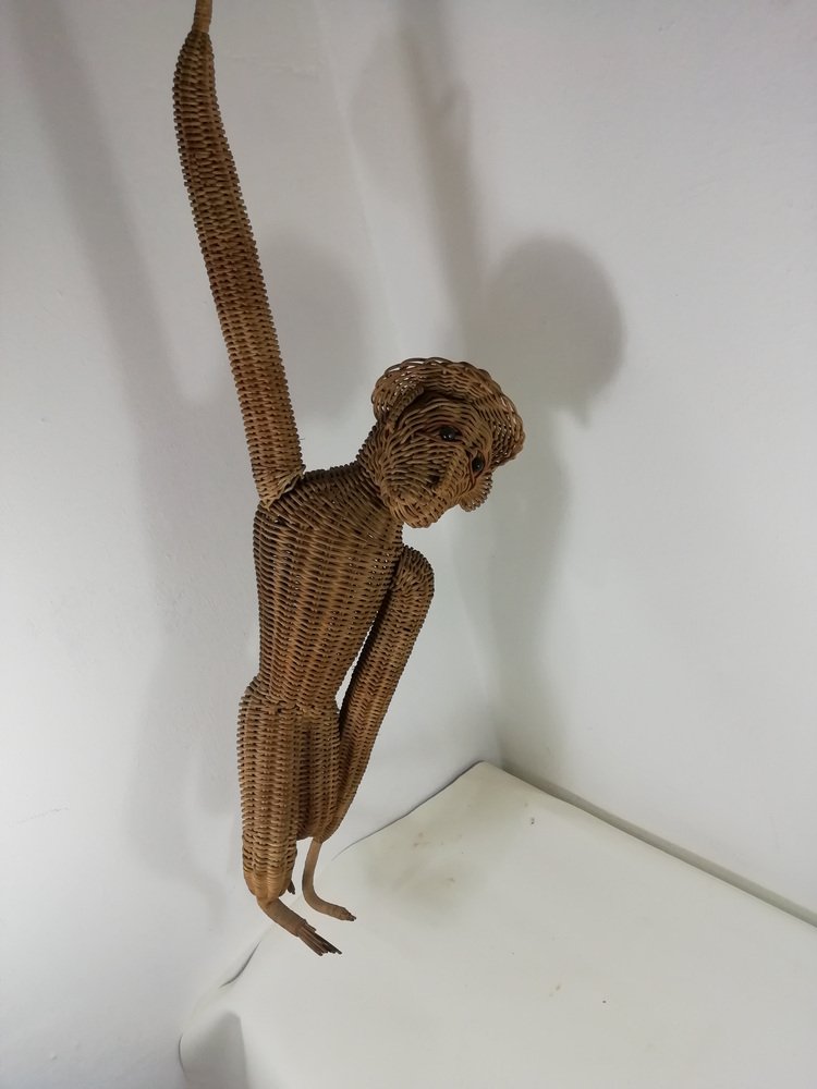 Vintage Wicker Hanging Monkey, 1960s for sale at Pamono