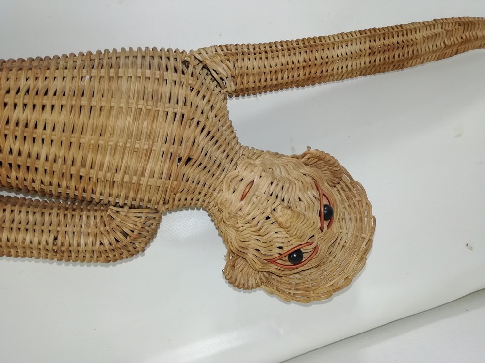 Vintage Wicker Hanging Monkey, 1960s for sale at Pamono