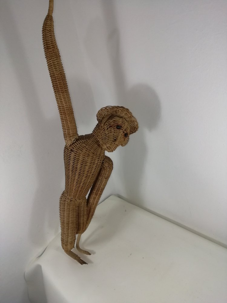 Vintage Wicker Hanging Monkey, 1960s for sale at Pamono