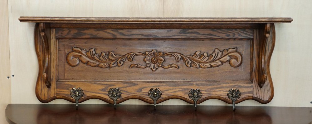 Antique Dutch Heavily Carved Oak Wall Rack for sale at Pamono