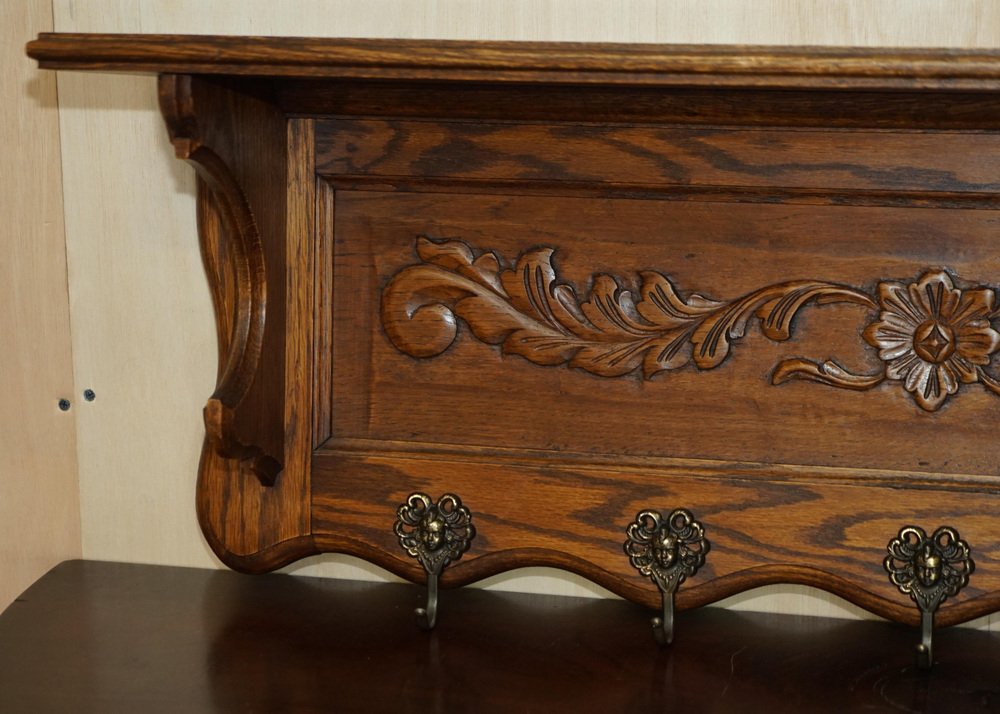 Antique Dutch Heavily Carved Oak Wall Rack for sale at Pamono